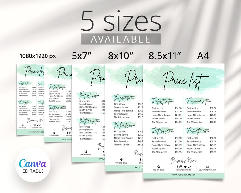 Editable Price List Template Printable Price Sheet Canva - Etsy