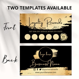 Golden Black Loyalty Rewards Card Template Loyalty Card Template, Punch ...
