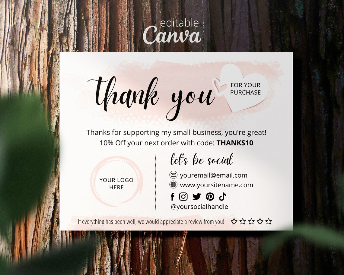 Business Thank You Card Template Printable Thank You Card - Etsy