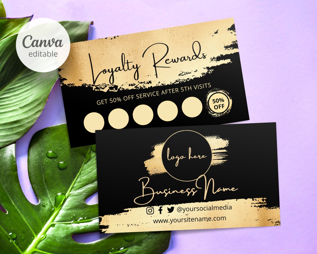 Golden Black Loyalty Rewards Card Template Loyalty Card Template, Punch ...
