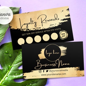 Golden Black Loyalty Rewards Card Template Loyalty Card Template, Punch ...