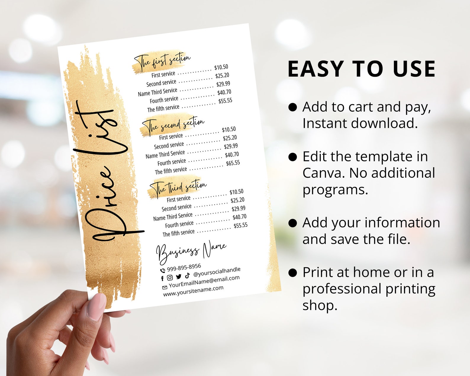 Editable Price List Template Sign for Small Business - Etsy