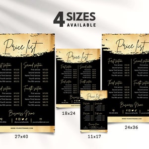 Editable Printable Price List Template Poster for Small Business, Price ...