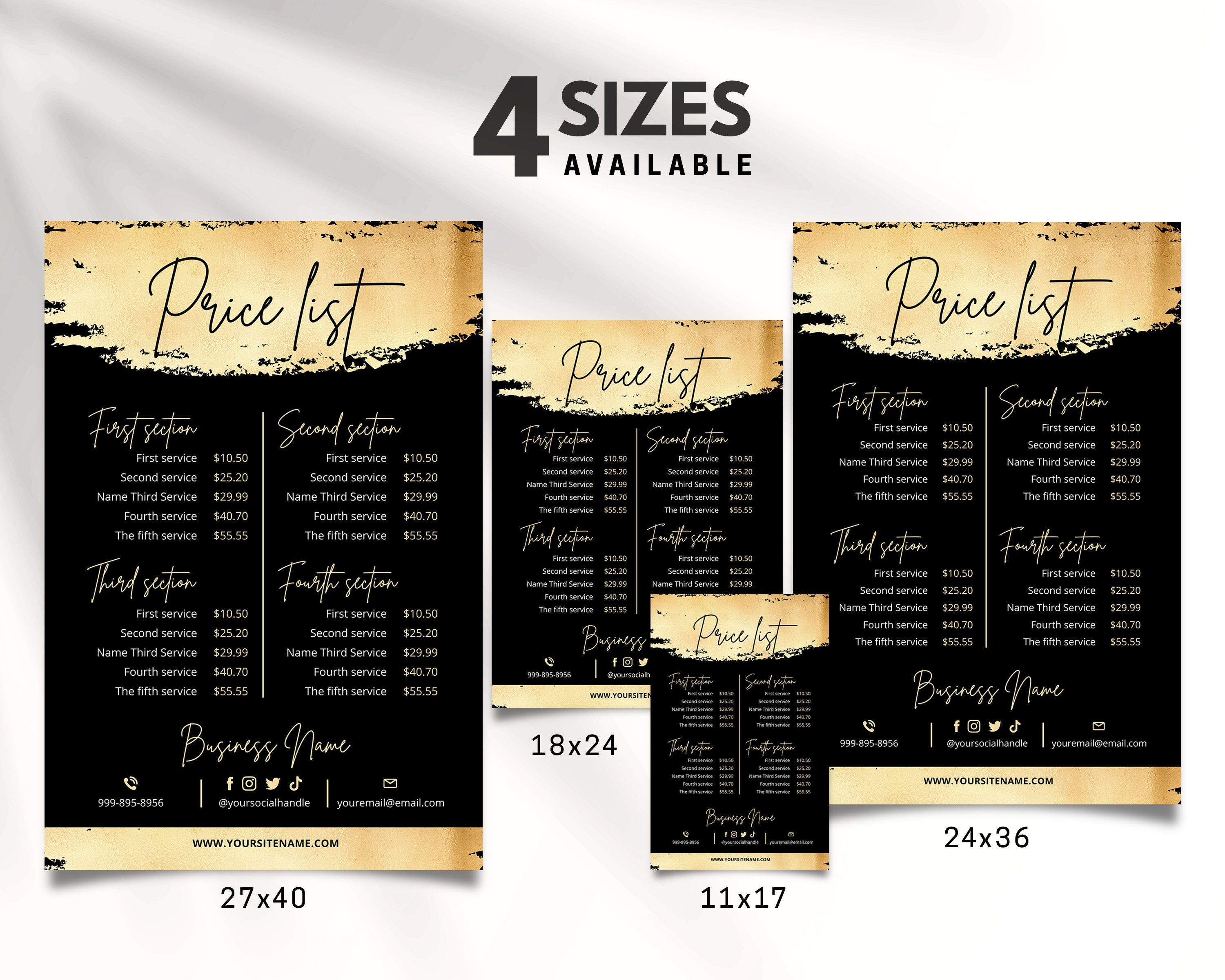 Editable Printable Price List Template Poster for Small - Etsy