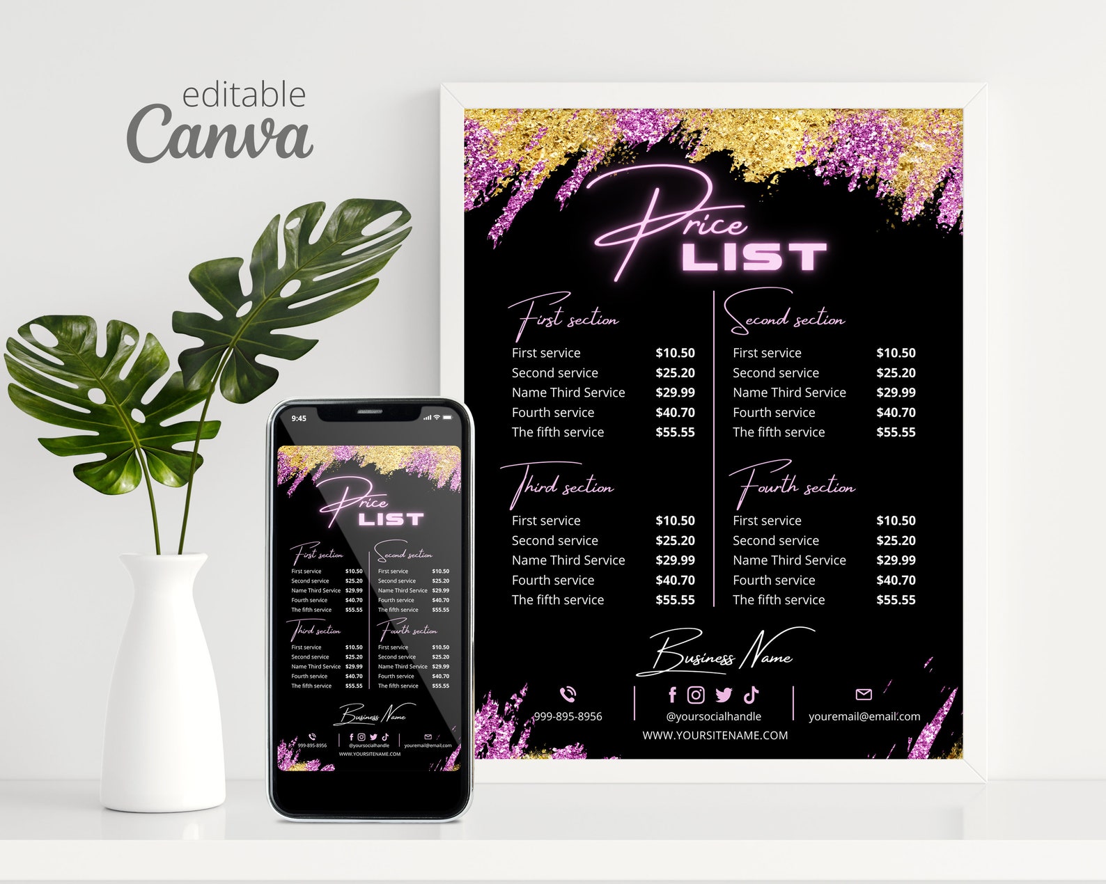Editable Price List Template Sign Printable Price List - Etsy