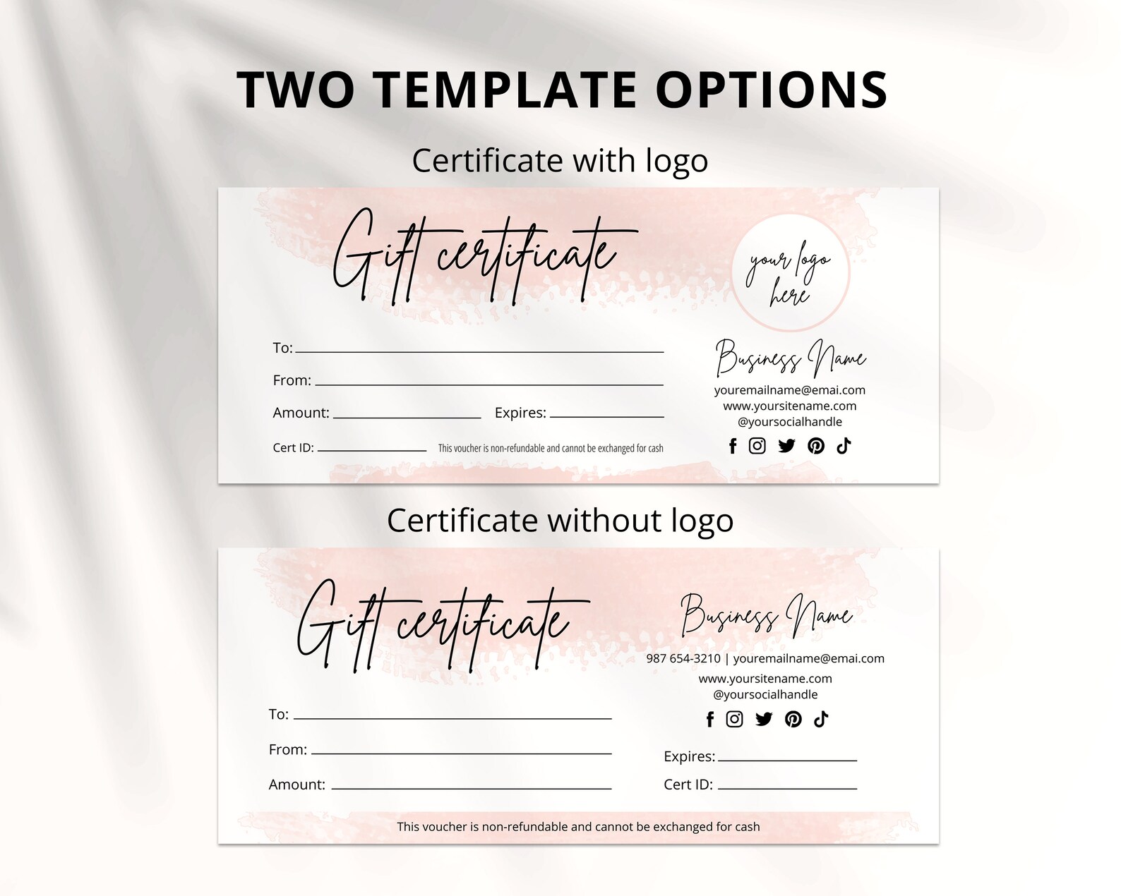 Editable Gift Certificate Template Printable Gift Card - Etsy