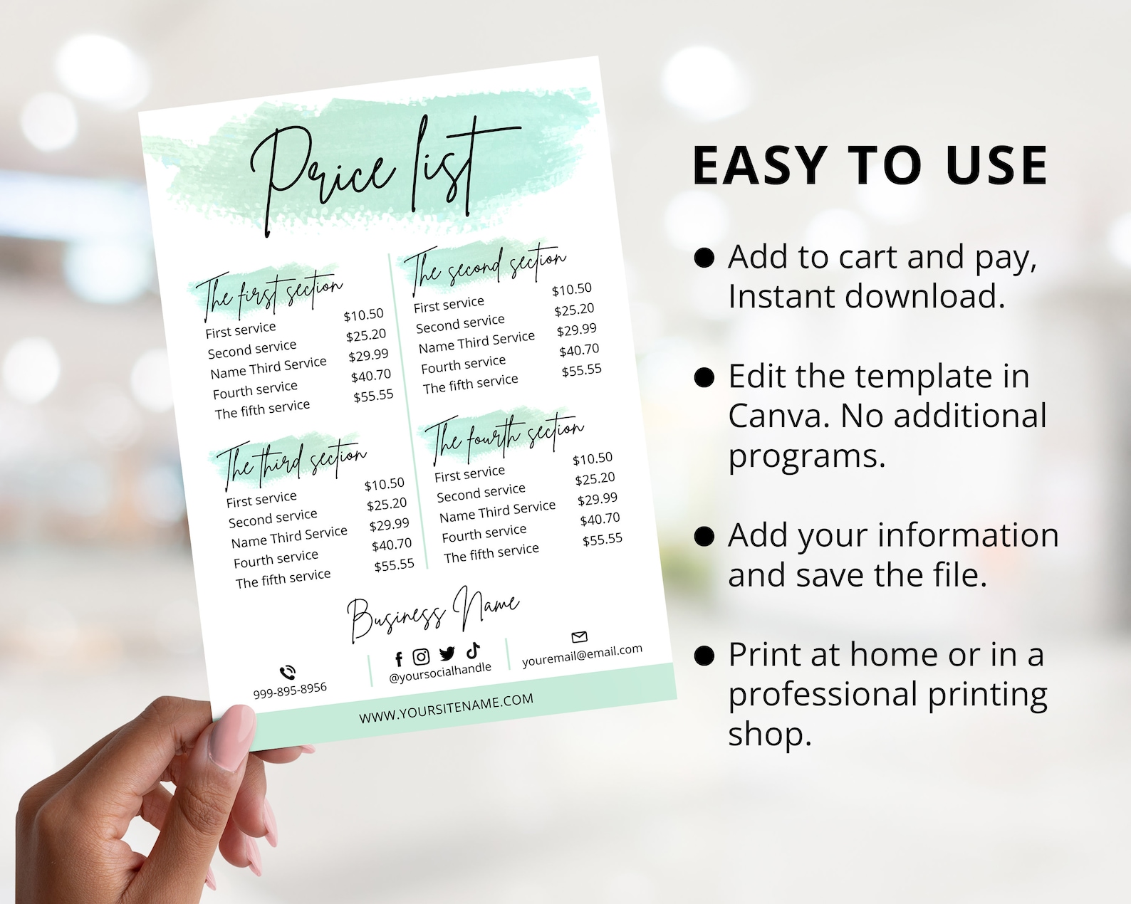 Editable Price List Template Printable Price Sheet Canva - Etsy