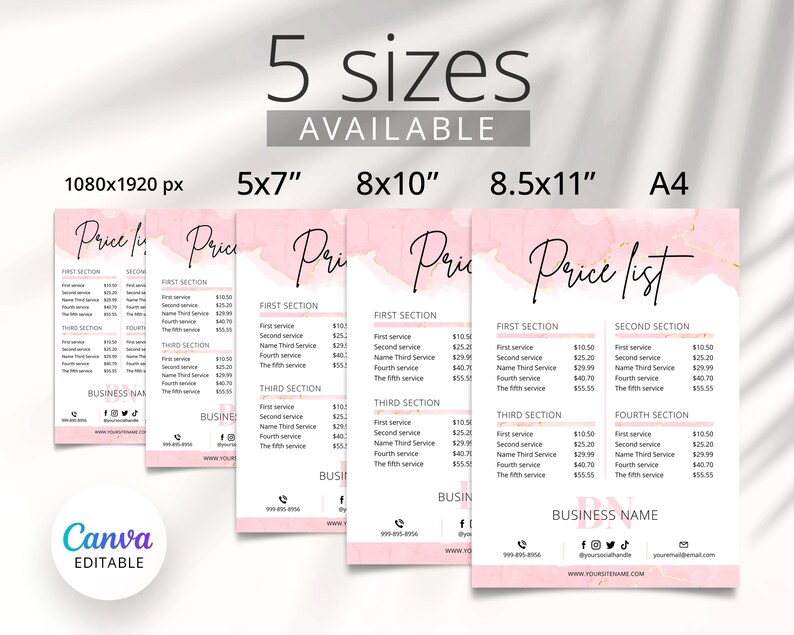 Editable Price List Template Sign QR Scan to Pay Template for - Etsy