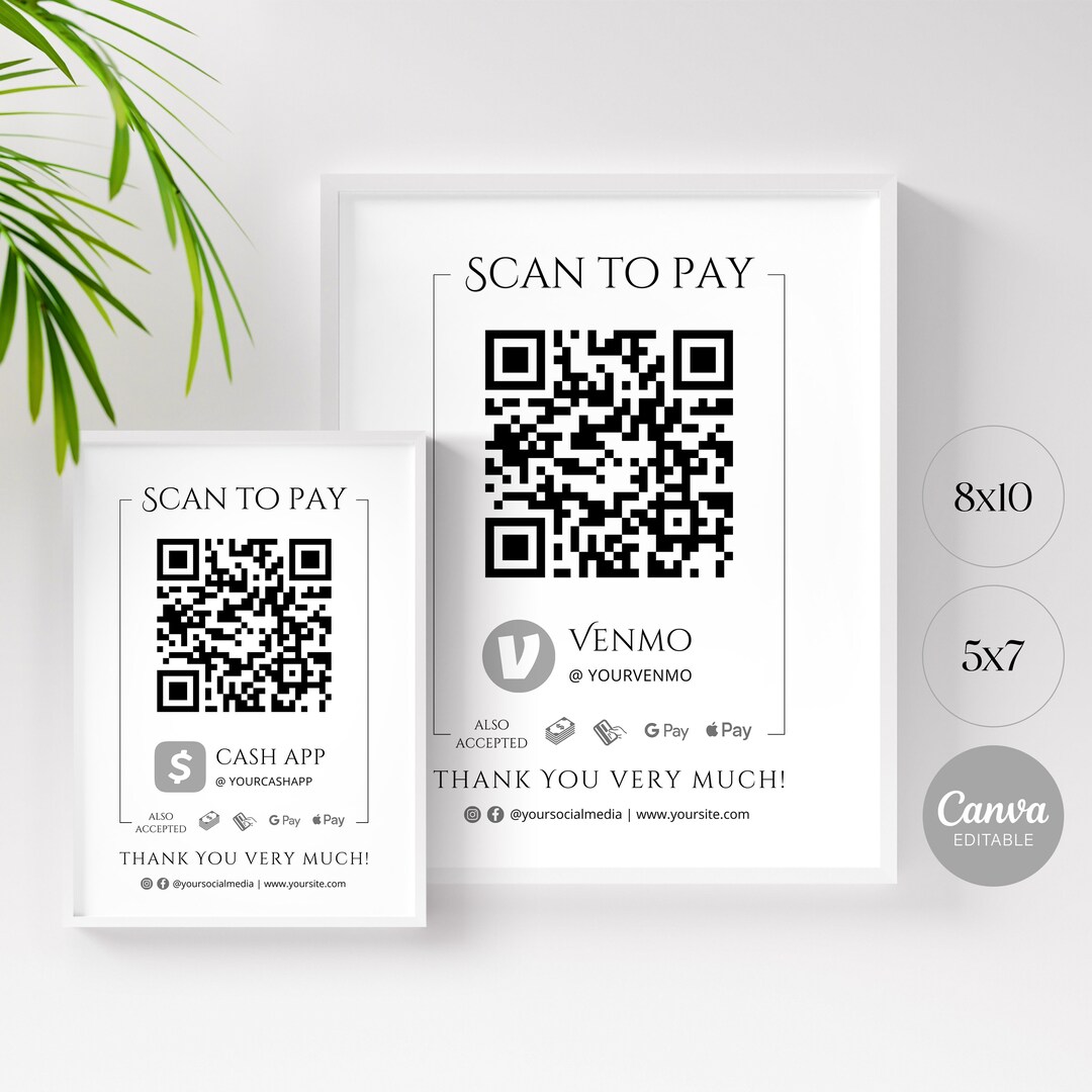 Buy Scan to Pay Template QR Code Scan to Pay Payment Sign, Editable ...