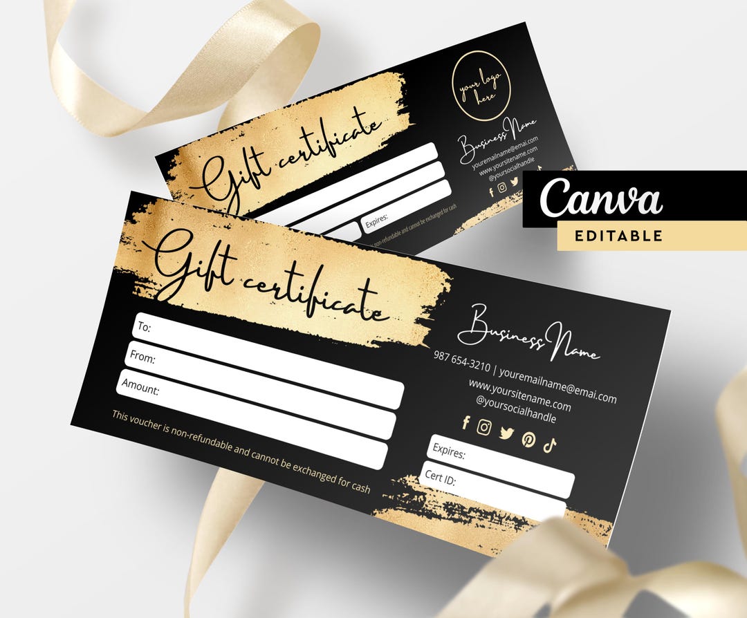 Modèle de chèque-cadeau avec logo, modèles de chèques-cadeaux en or ...