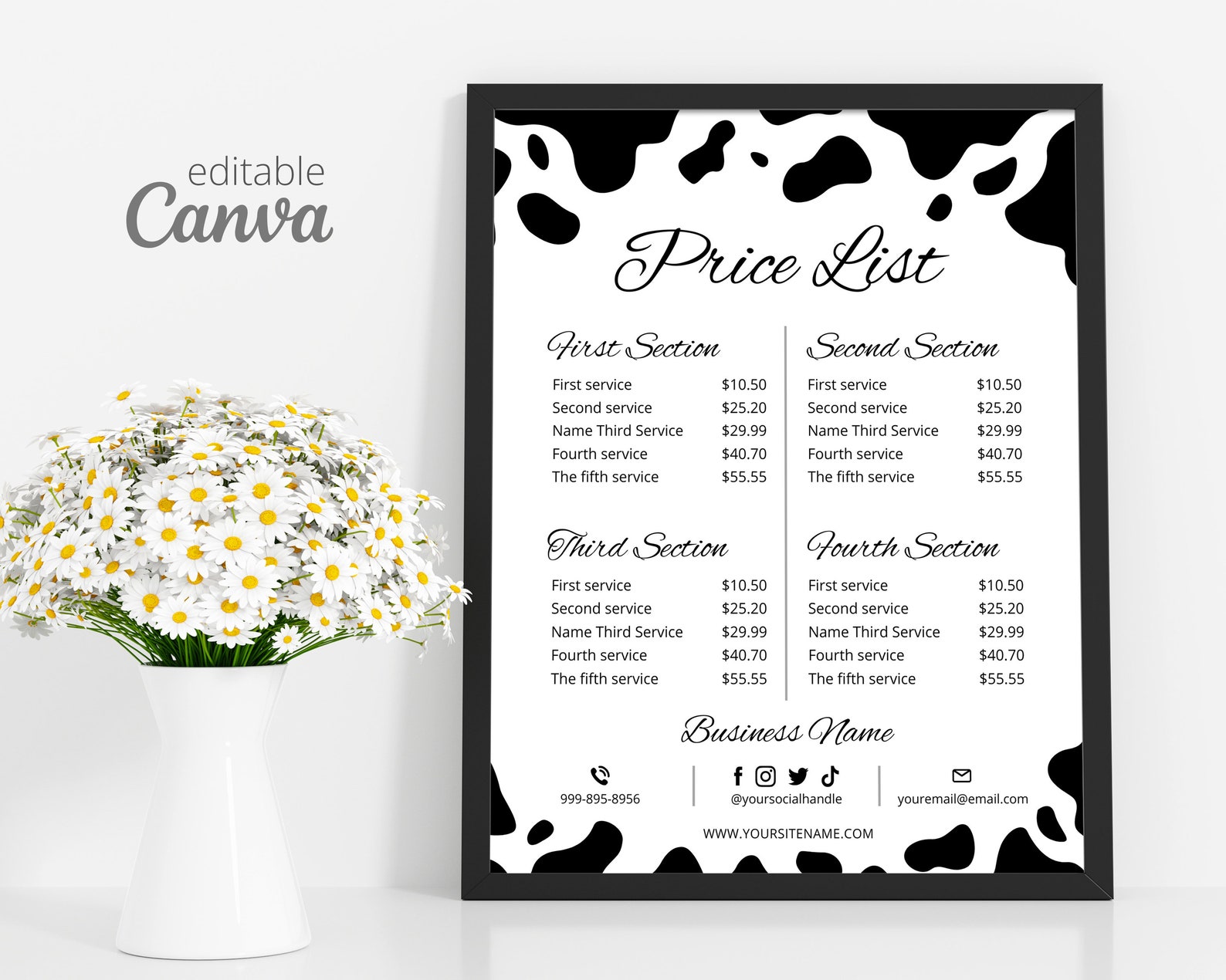 Editable Printable Price List Template Small Business Sign - Etsy