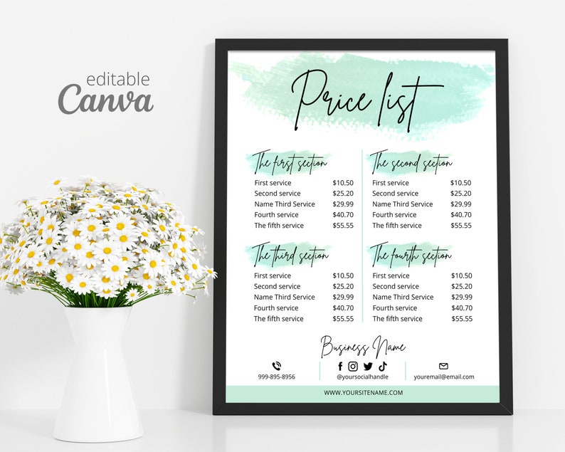 Editable Price List Template Printable Price Sheet Canva - Etsy