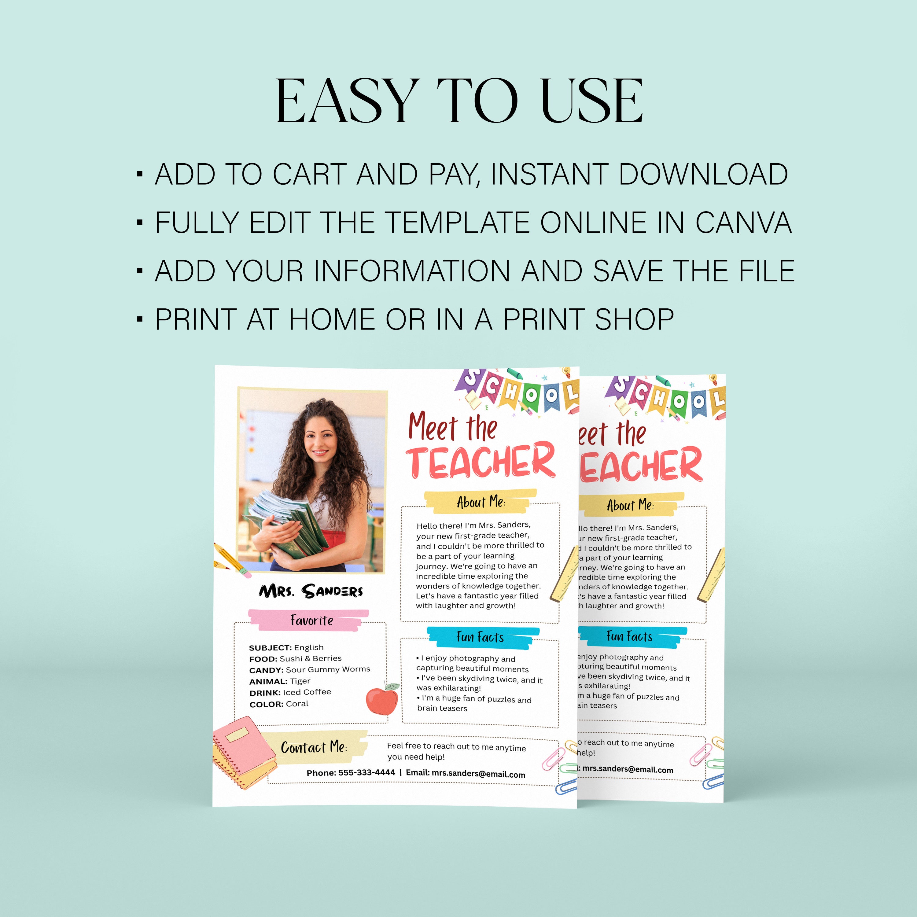 Plantilla editable de carta para conocer al maestro para la - Etsy España