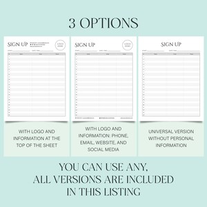 Editable Sign up Sheet Template for Easy Event Registration and ...