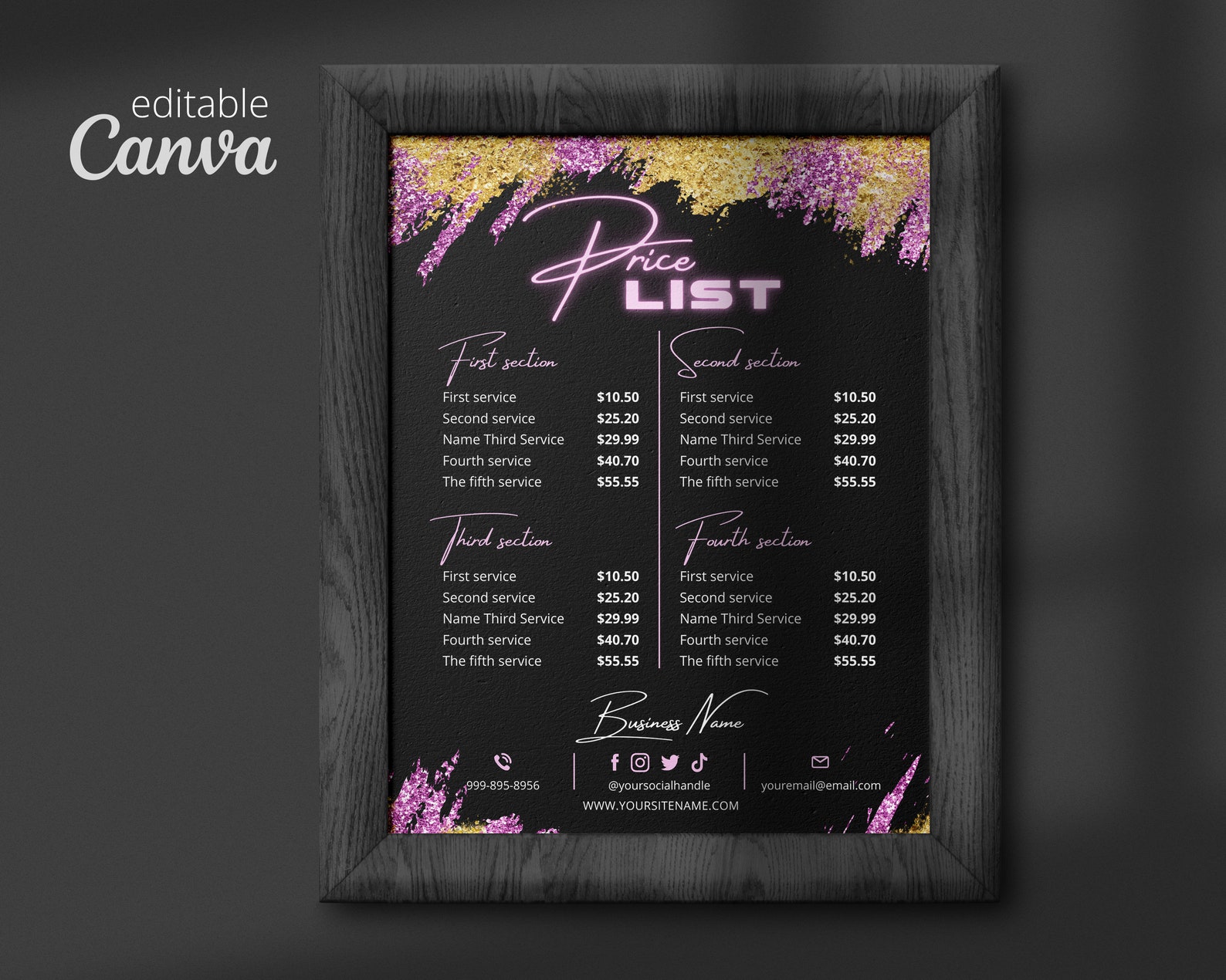 Editable Price List Template Sign Printable Price List - Etsy