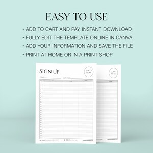 Editable Sign up Sheet Template for Easy Event Registration and ...