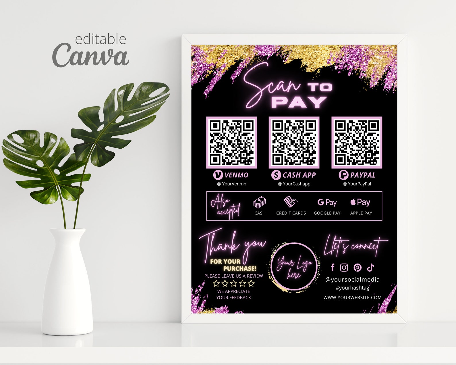 Scan to Pay Template QR Code Scan to Pay Editable Template - Etsy