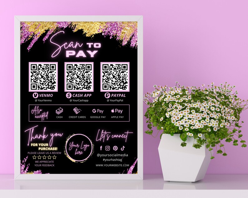 Scan to Pay Template QR Code Scan to Pay Editable Template - Etsy