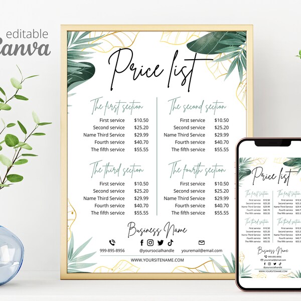 Salon Price Sign - Etsy