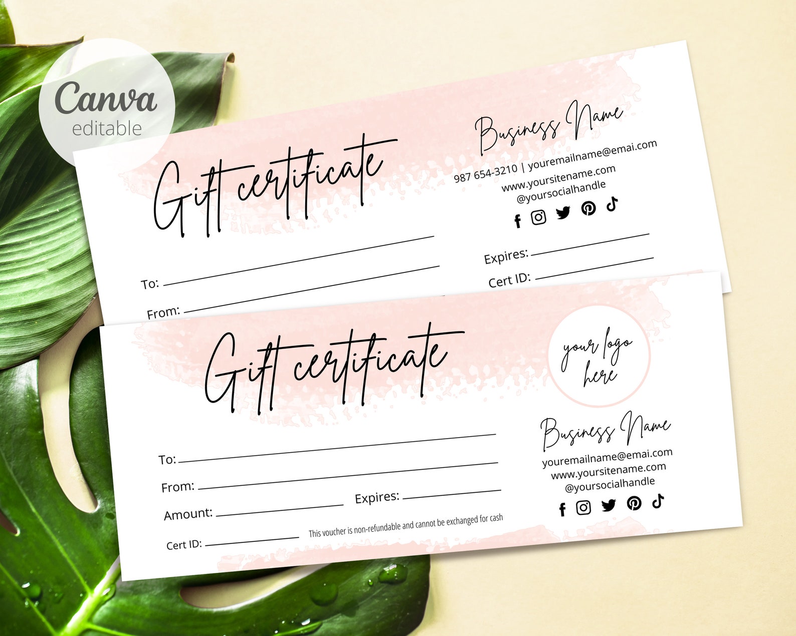 Editable Gift Certificate Template Printable Gift Card - Etsy