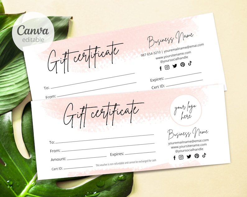 Editable Gift Certificate Template Printable Gift Card - Etsy