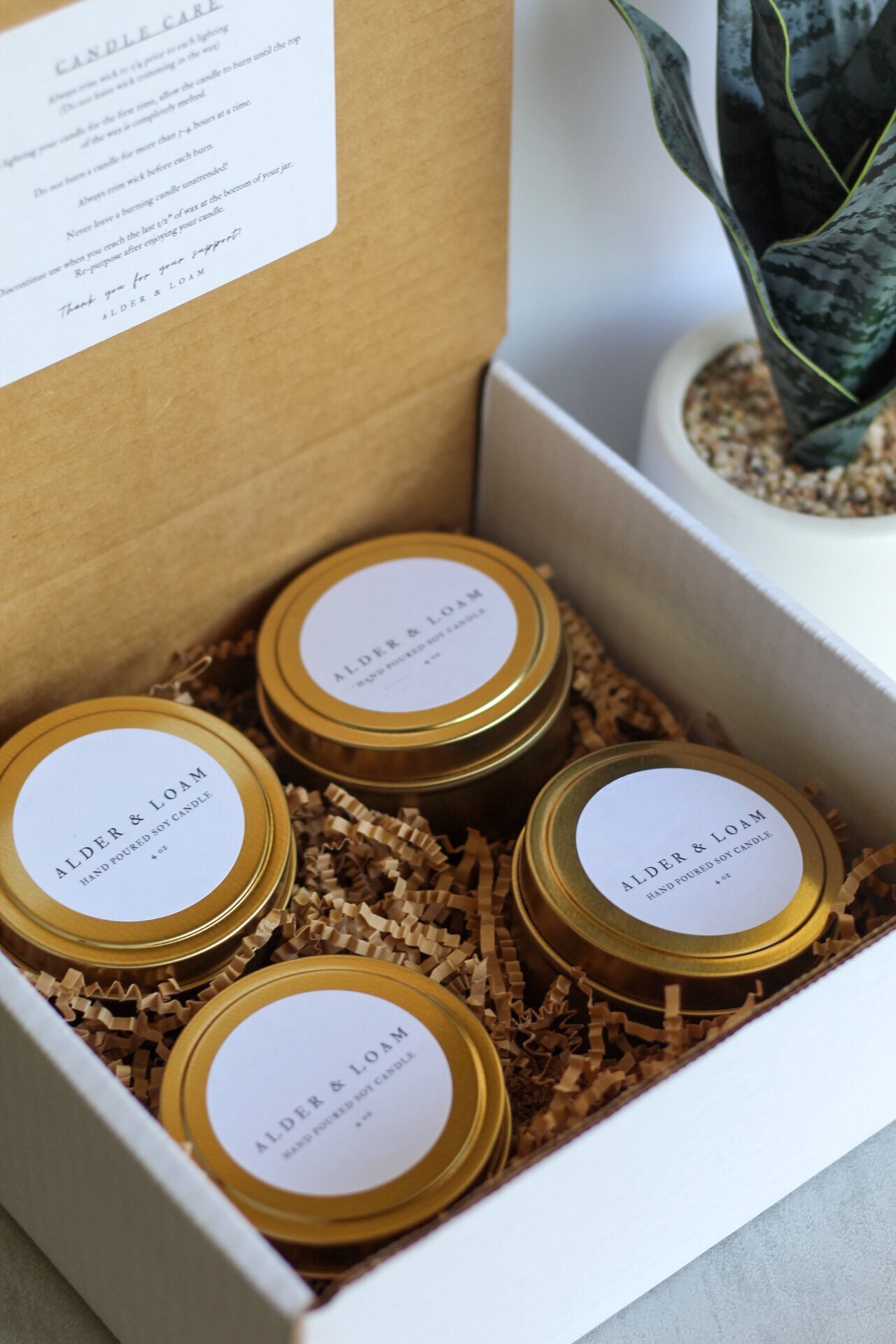 Scented Soy Candle Gift Box, 4 Oz Gold Tin Candle Gift Set- Set of 4 - Etsy