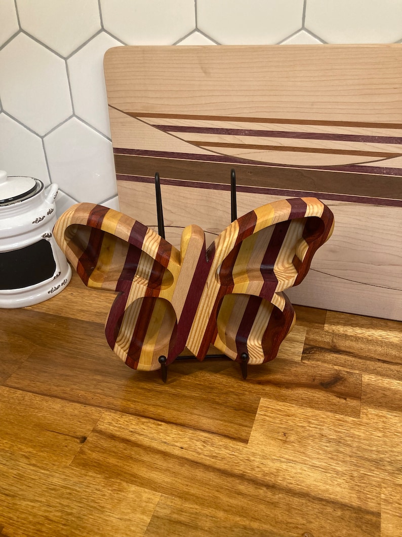 Unique Butterfly Jewelry Tray/ Candy Dish/ Serving Tray- Exotic Woods ...