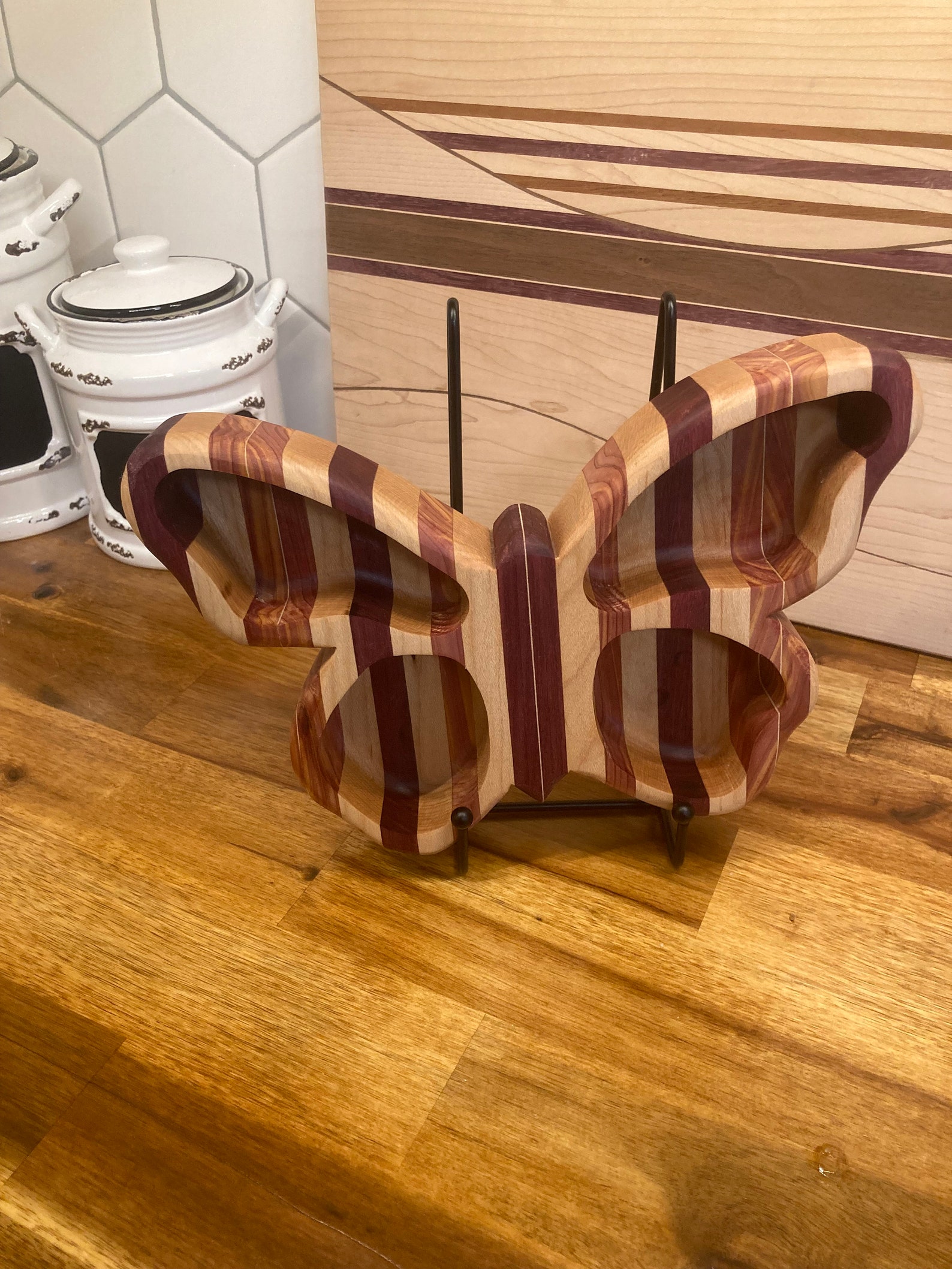 Unique Butterfly Jewelry Tray/ Candy Dish/ Serving Tray- Exotic Woods ...