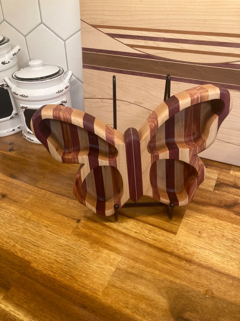 Unique Butterfly Jewelry Tray/ Candy Dish/ Serving Tray- Exotic Woods ...