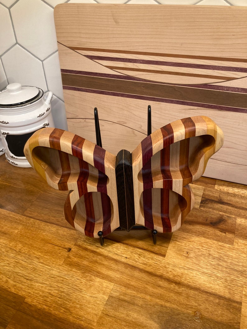 Unique Butterfly Jewelry Tray/ Candy Dish/ Serving Tray- Exotic Woods ...