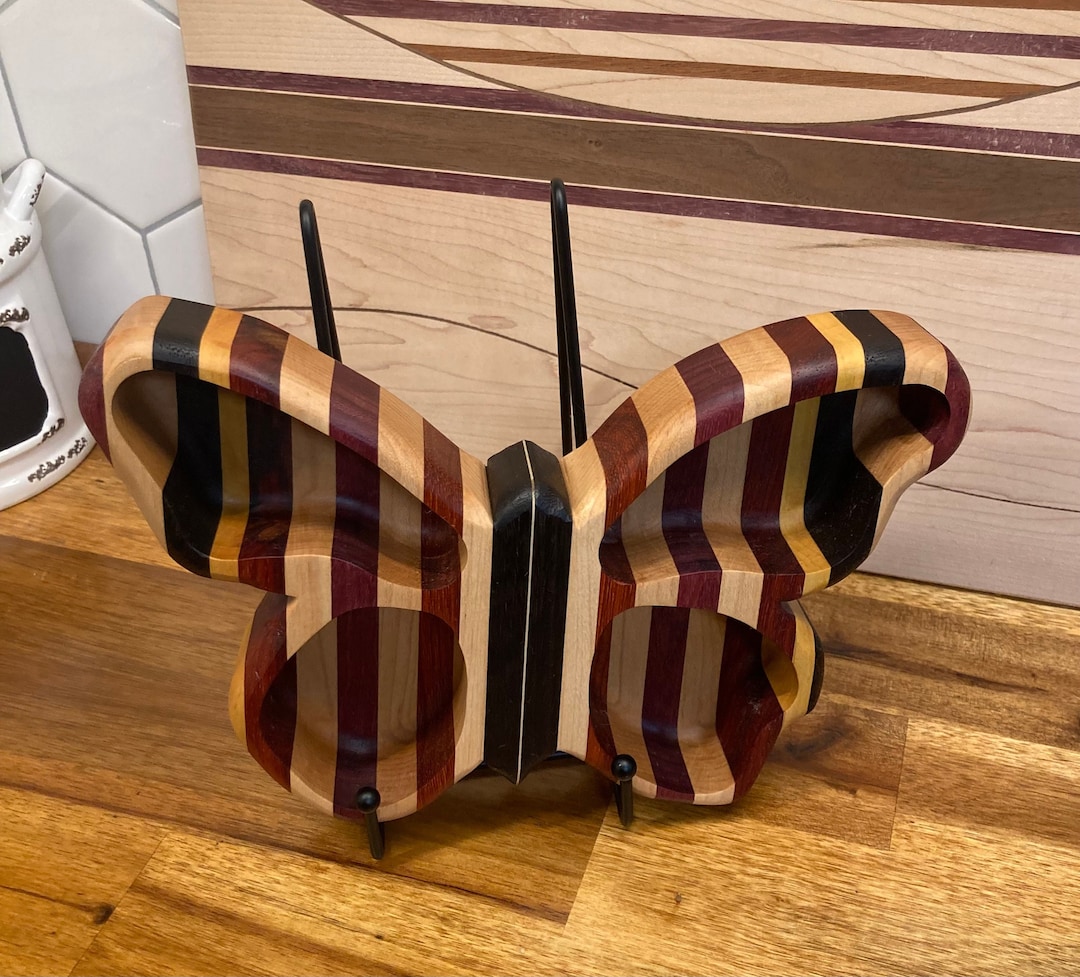 Unique Butterfly Jewelry Tray/ Candy Dish/ Serving Tray- Exotic Woods ...