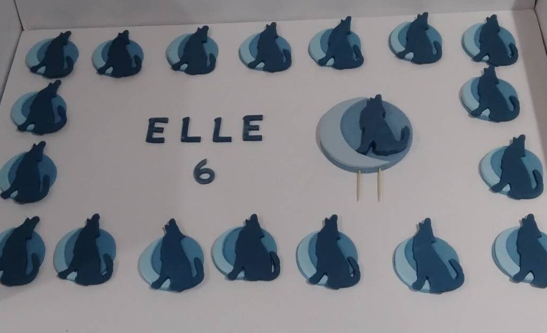 Fondant Wolf Cupcake Toppers + Cake Topper + 5 Letters/numbers - Etsy