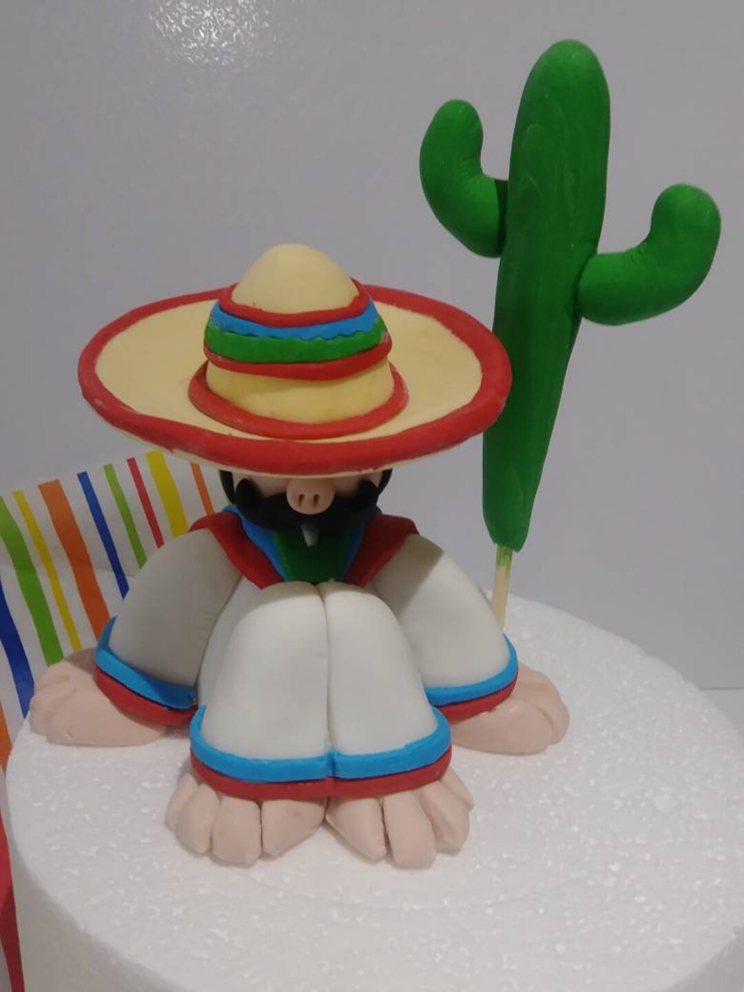 Fiesta Man With Big Hat and Cactus - Etsy