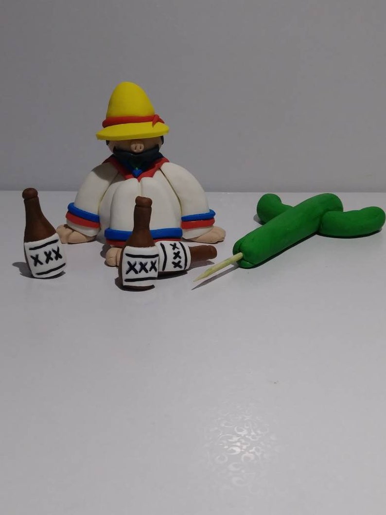 Fondant Fiesta Mexican Man With Booze | Etsy