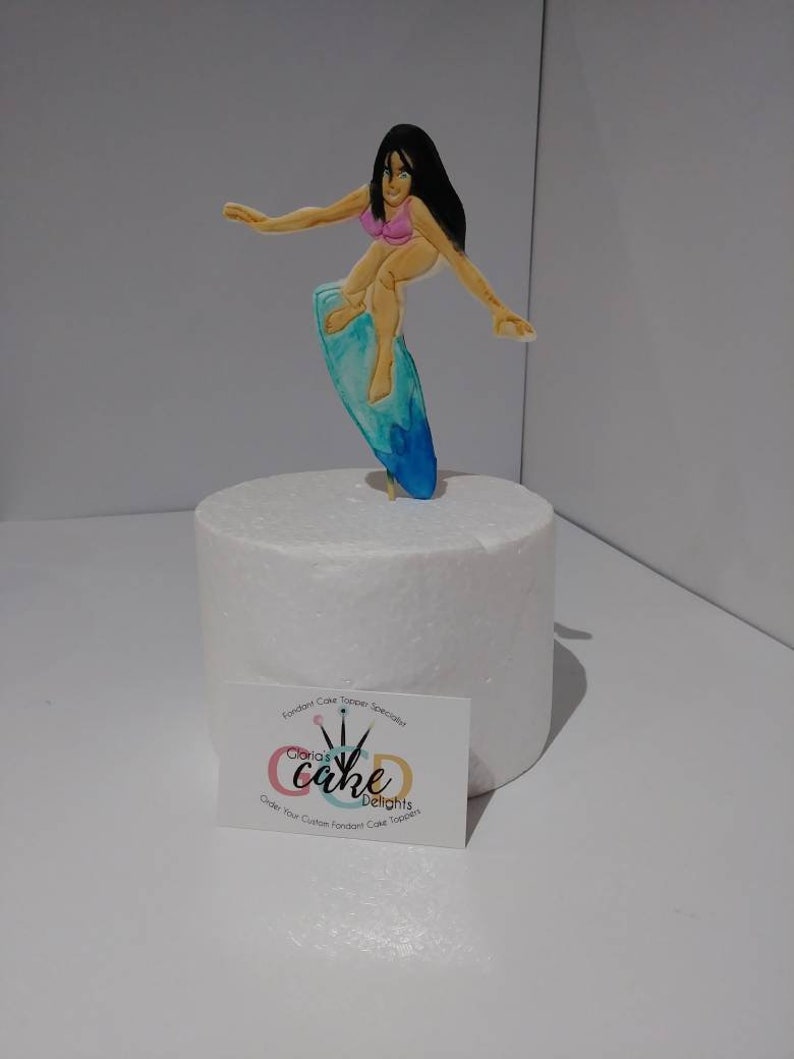 Fondant Surf Girl Cake Topper - Etsy