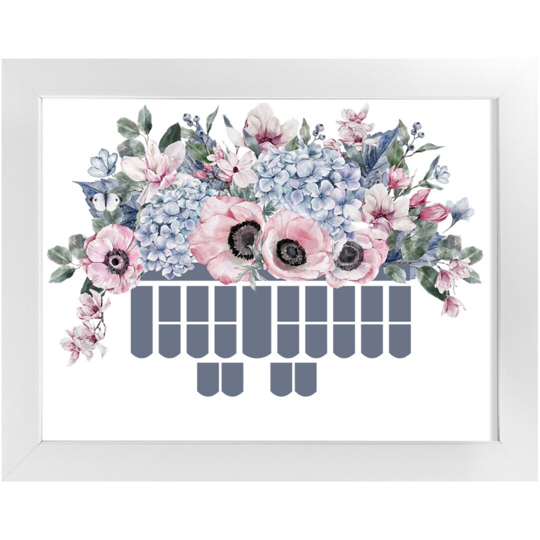 Pink and Blue Floral Steno Keyboard Art Framed Prints - Etsy