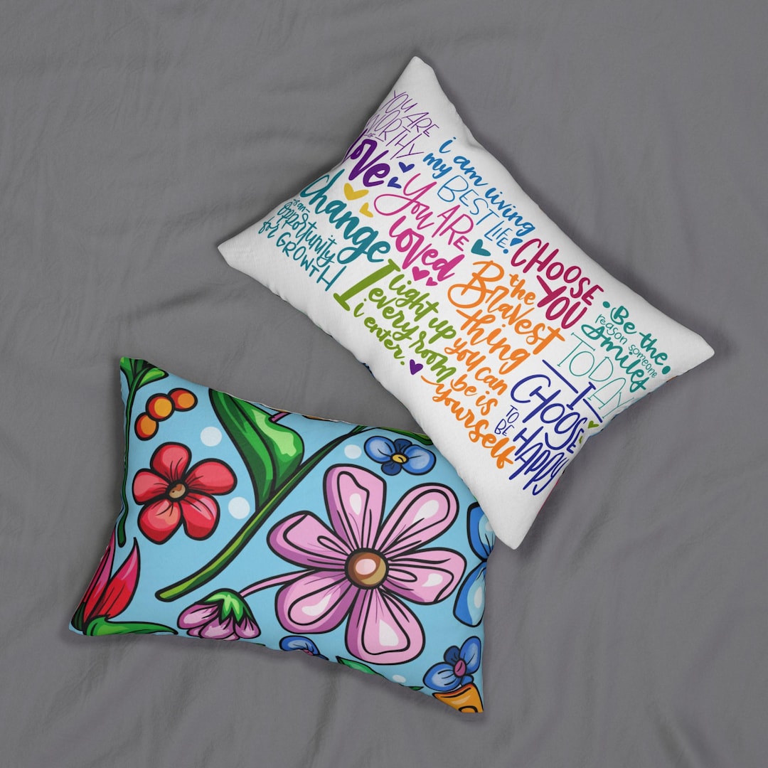 Inspirational Word Art Lumbar Pillow | 20x14 Pillowcase Cover ...