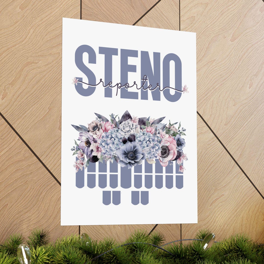 Floral Steno Reporter Poster, Office Decor, Wall Art, Gift for ...