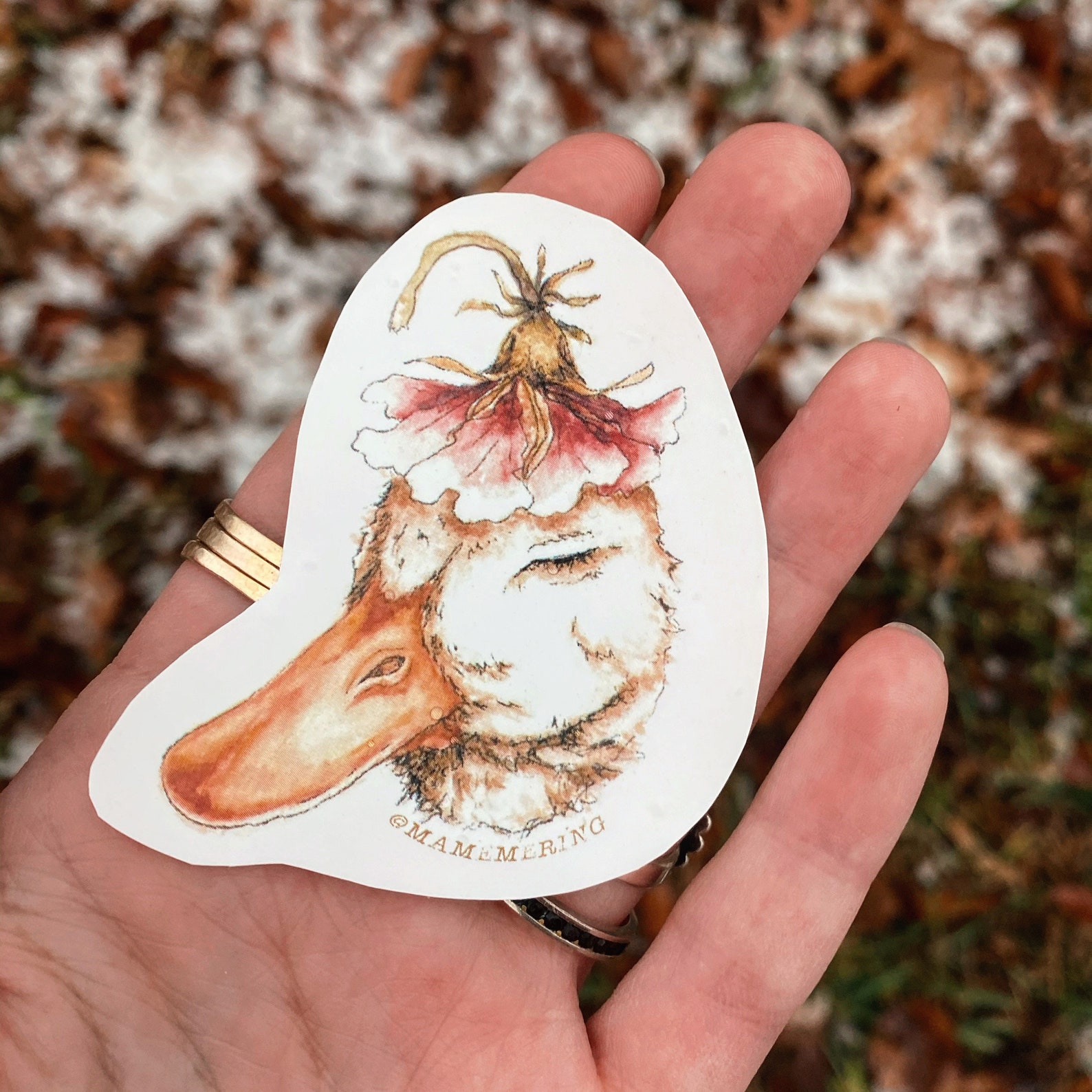 Cute duck with a flower hat waterproof sticker | Etsy