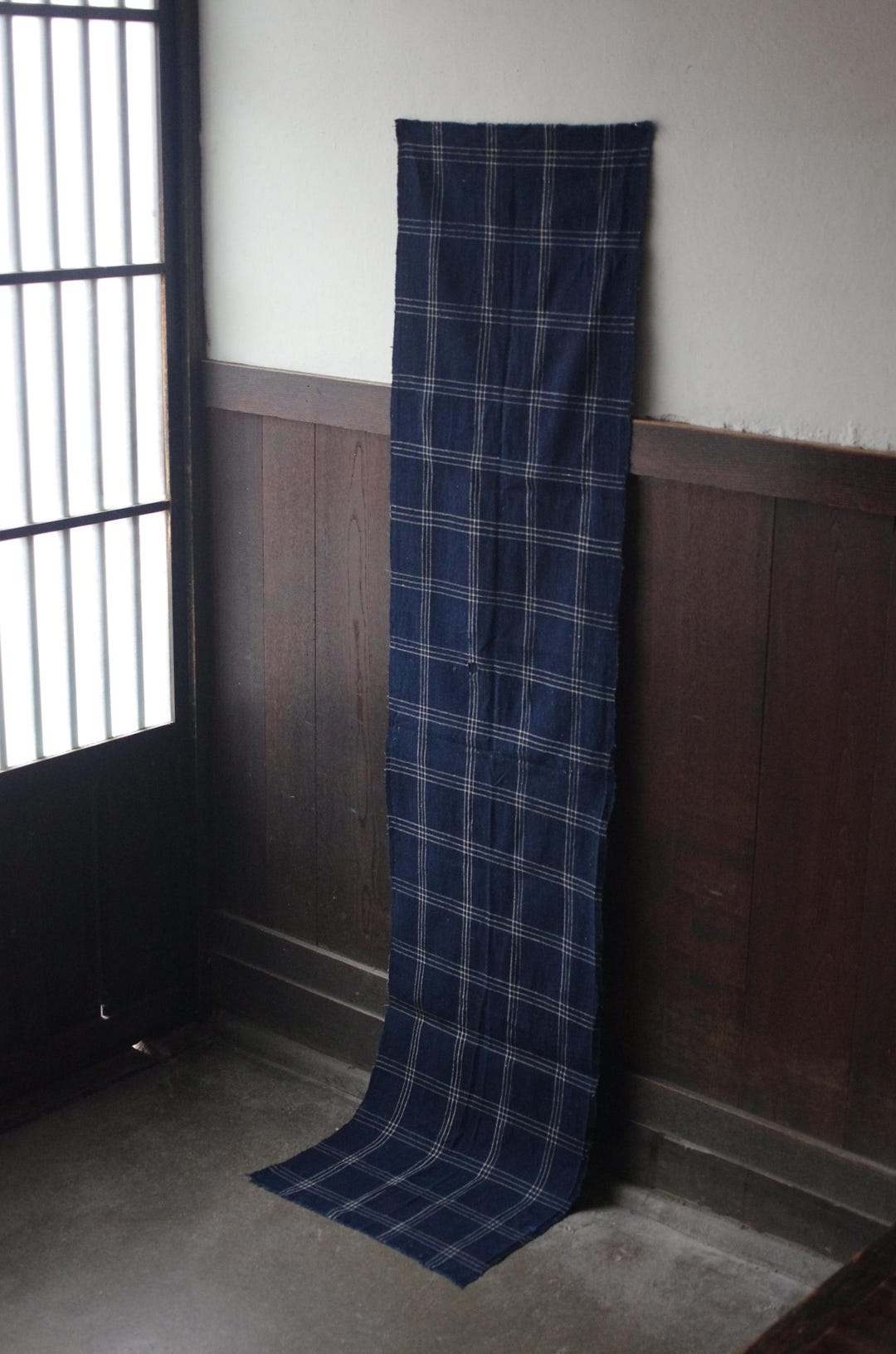 Indigo-dyed Cotton Fabric With a Checkered Pattern From the Taisho ...