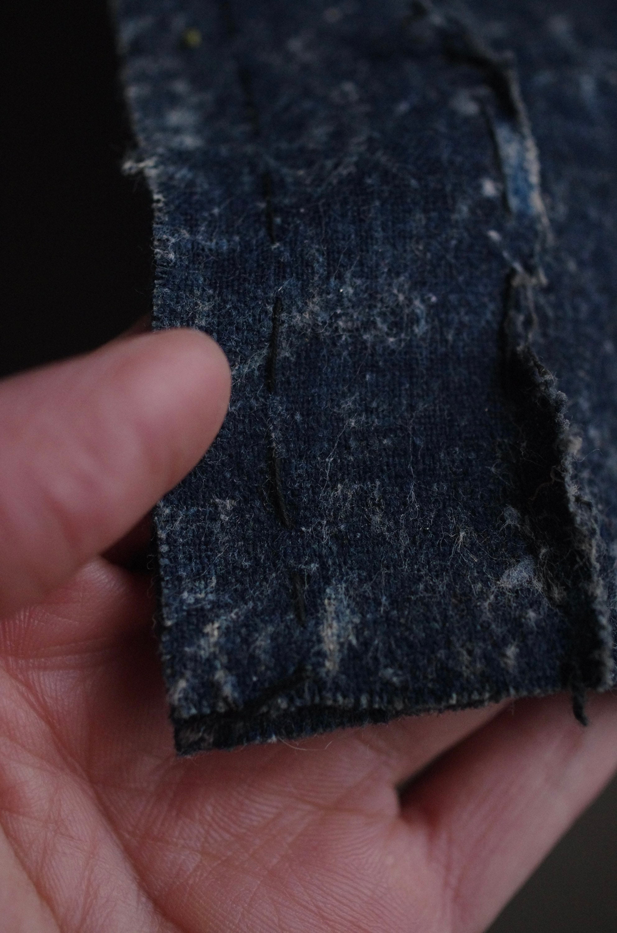 Long Cotton Fabric With Indigo Stencil Dyeing Around the Meiji Period ...