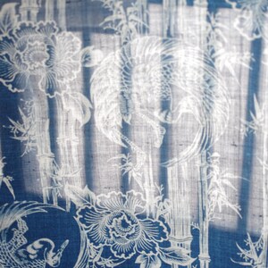 Indigo-dyed Linen Cloth From Around the Taisho Period. Crane and Bamboo ...