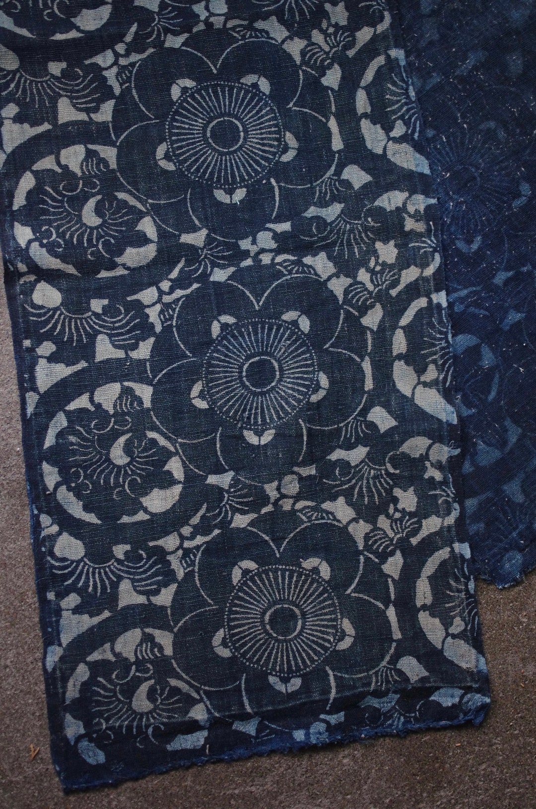 Thick Indigo-dyed Cotton Cloth From the Late Edo Period With a Plum ...