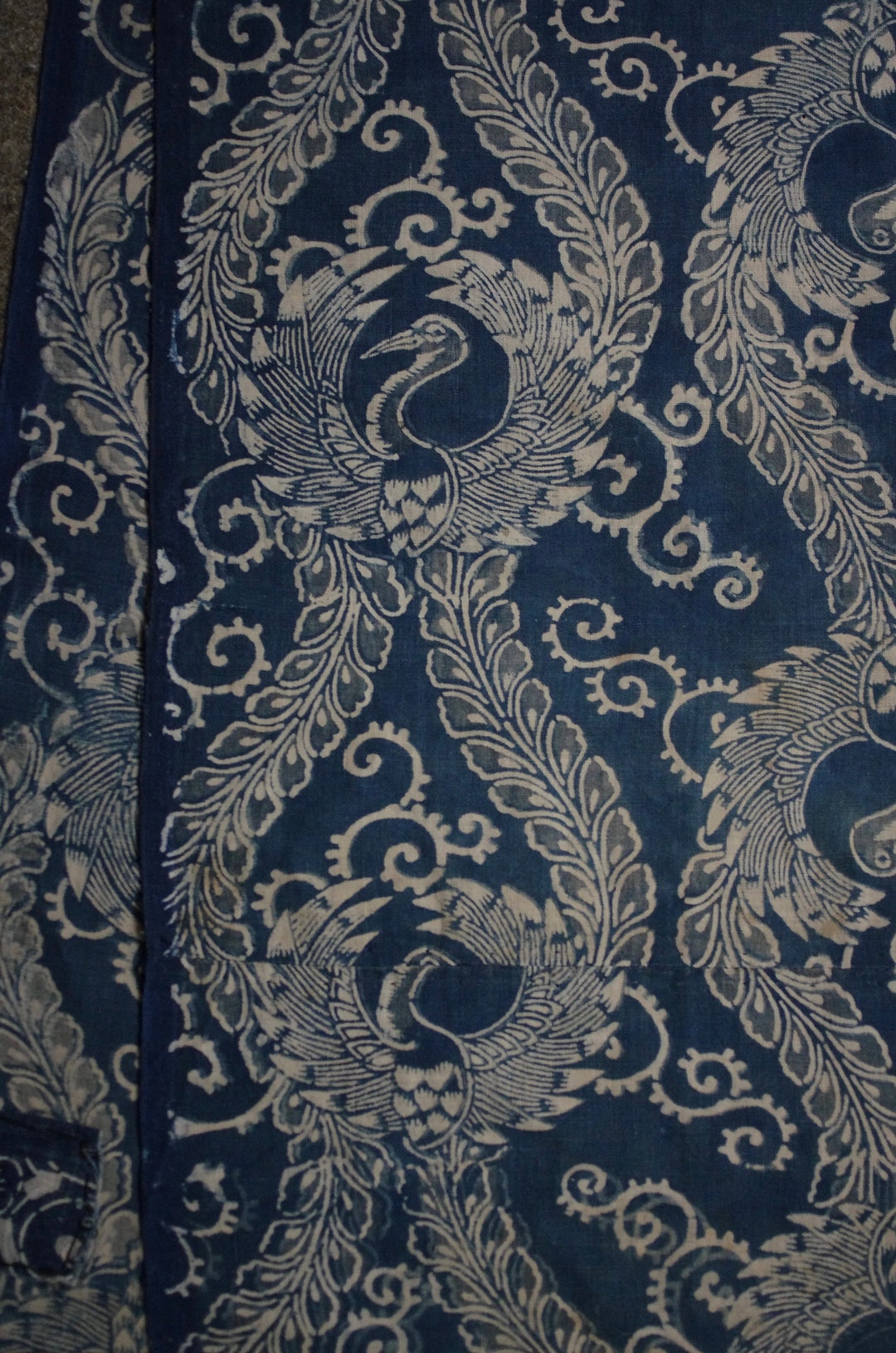 Katazome Indigo-dyed Cotton Cloth With a Crane Pattern From Around the ...