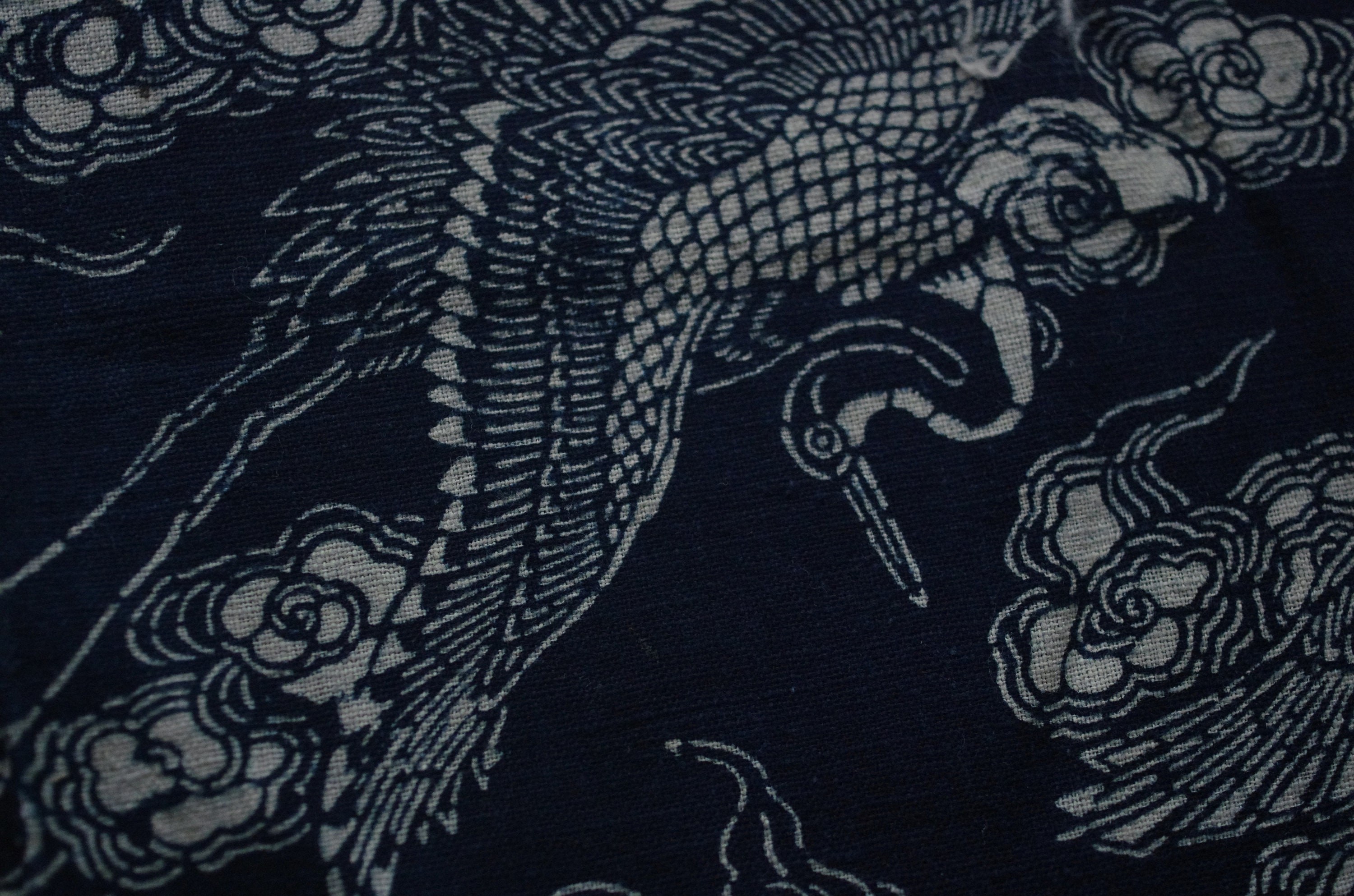 Indigo-dyed Cloth With a Crane Pattern From Around the Taisho Era. - Etsy