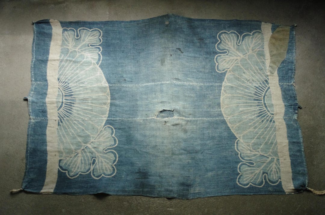 A Tsutsugaki Indigo Dyed Linen Horse Saddle Cloth From the Late Edo ...