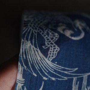 Indigo-dyed Linen Cloth From Around the Taisho Period. Crane and Bamboo ...