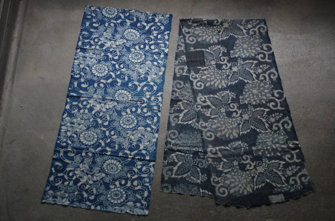 Indigo-dyed Stencil-dyed Cloth From the Meiji to Taisho Eras. - Etsy