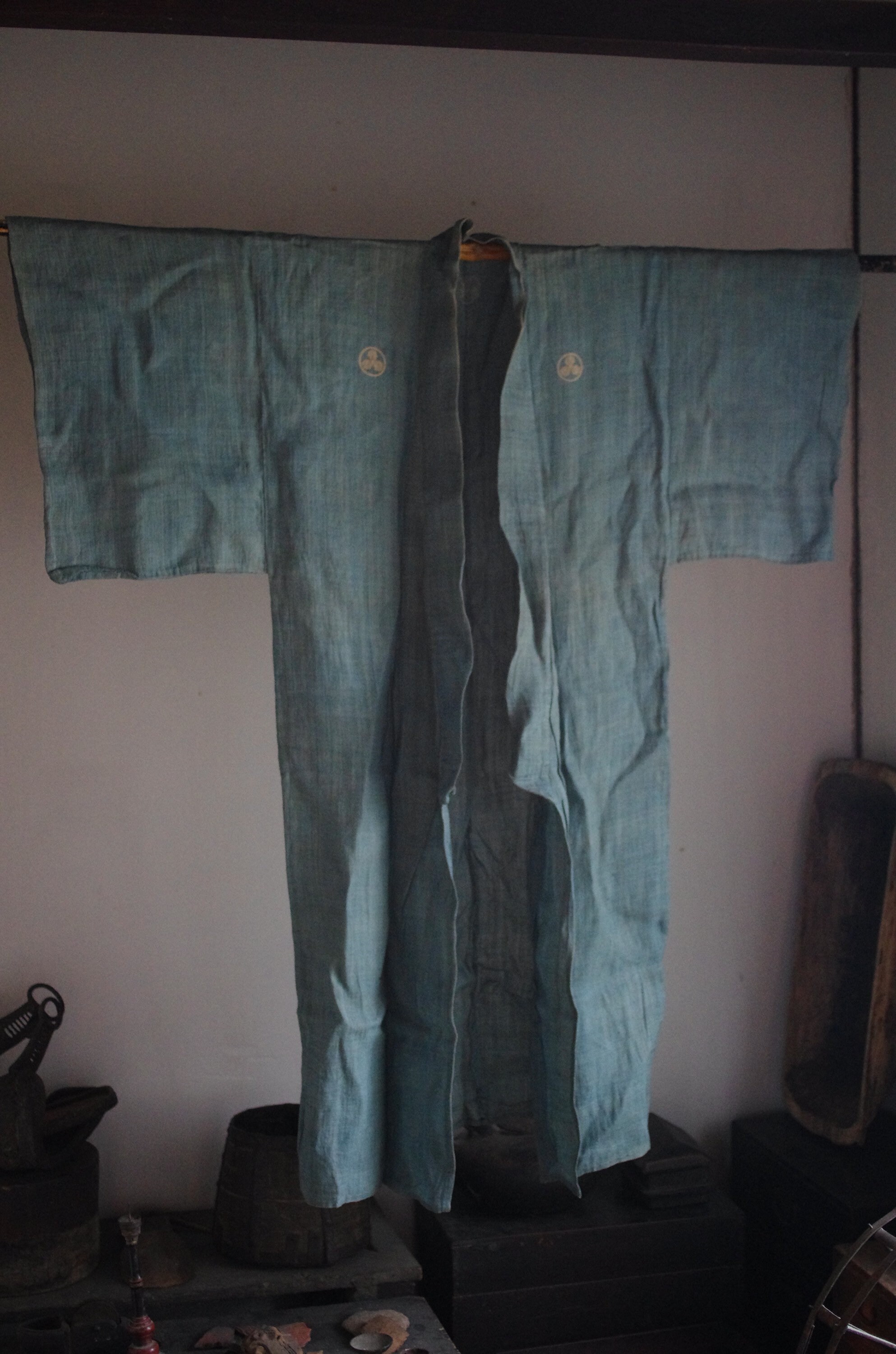 Antique Indigo-dyed浅葱色asagi-iro Linen Kimono. With Family - Etsy