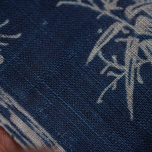 Indigo-dyed Linen Cloth From Around the Taisho Period. Crane and Bamboo ...